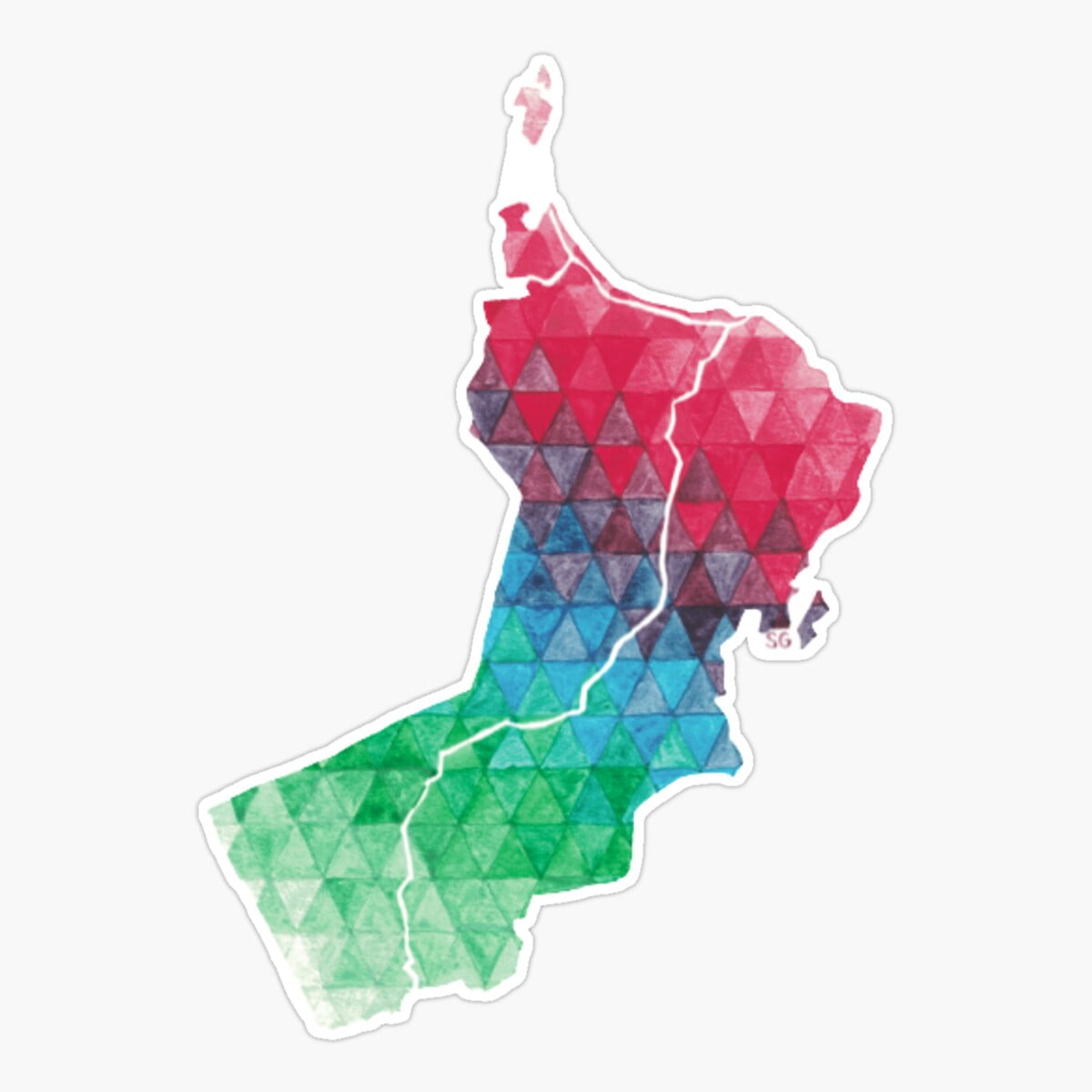 Maneki Oman Map Sticker Sticker, Phone Decal Water Bottle Stickers Car ...