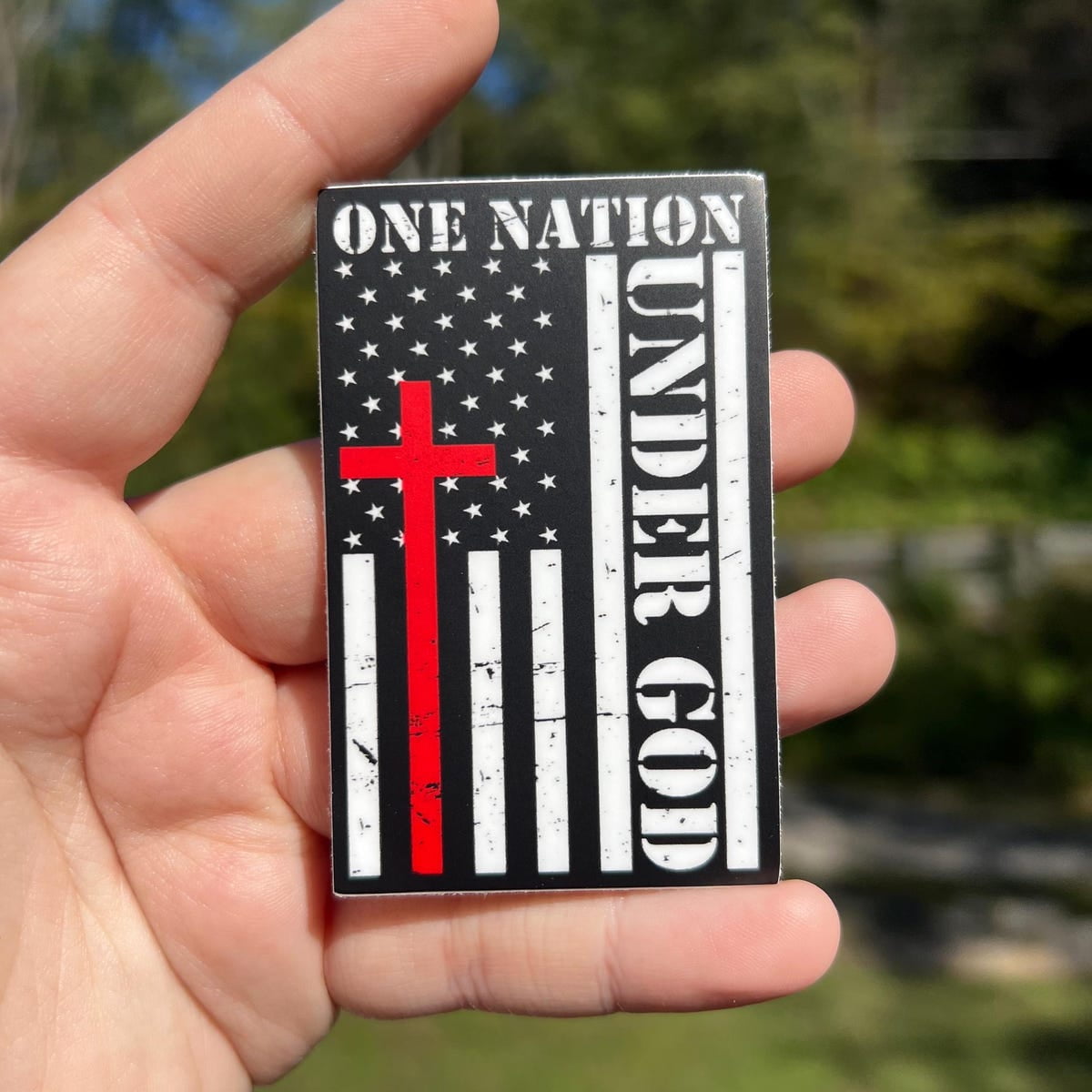 Maneki One Nation Christian Sticker For Friends, , Patriotic Gift For ...