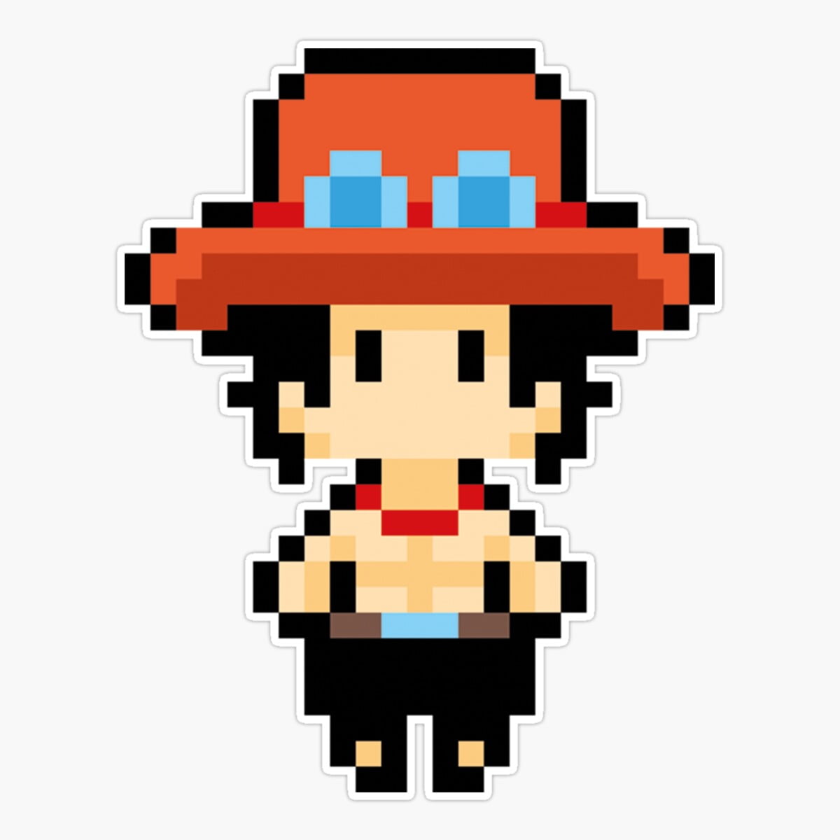 Maneki One Piece Portgas D. Ace Pixel Art Er, Phone Decal Water Bottle ...