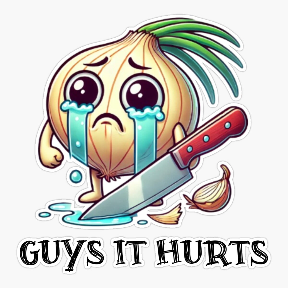 Maneki Onion Cutting Itsel Unny Cooking Clothing Sticker, Phone Decal ...