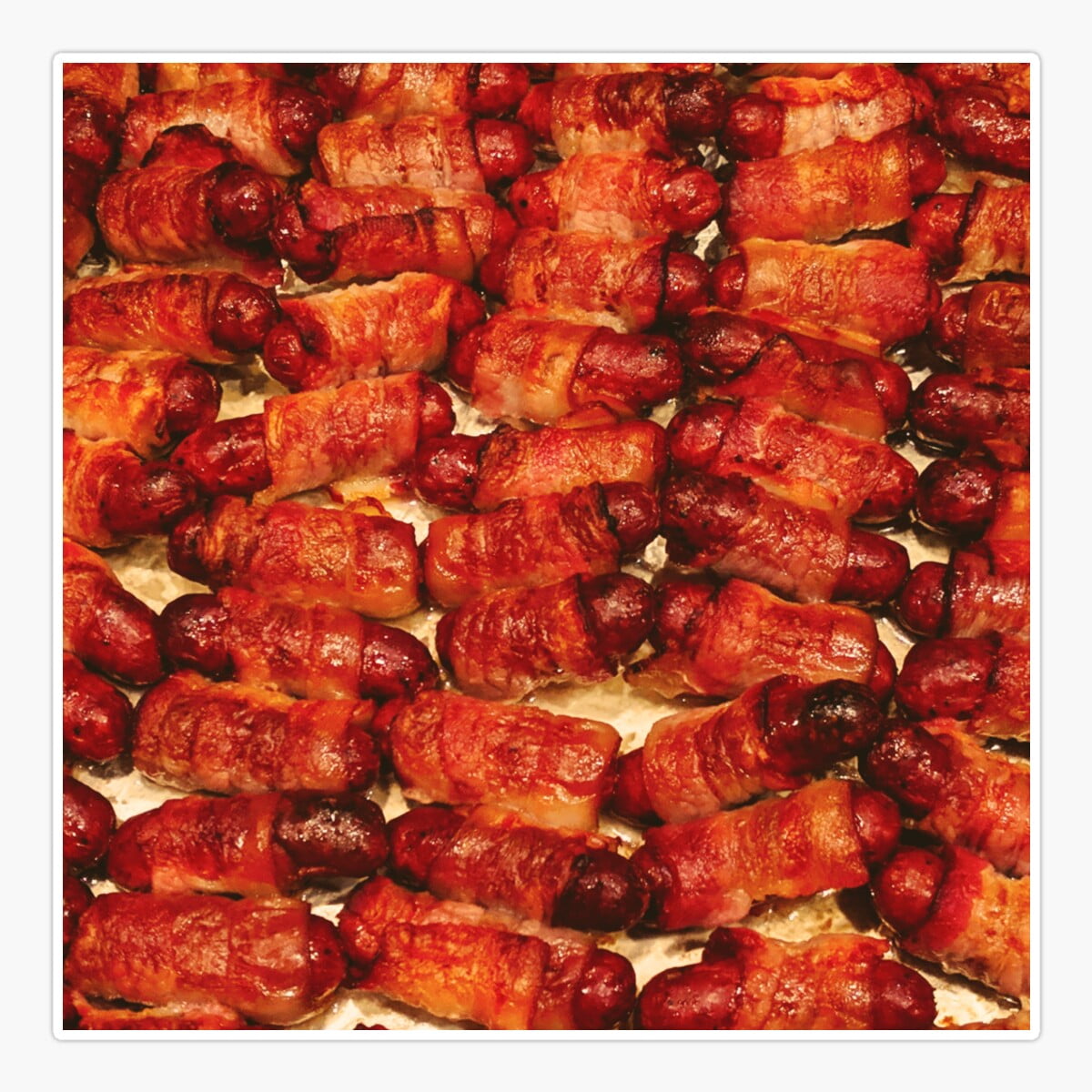 Maneki Ood Bacon Wrapped Sausages Ruit Kitchen Decor Sticker, Phone ...