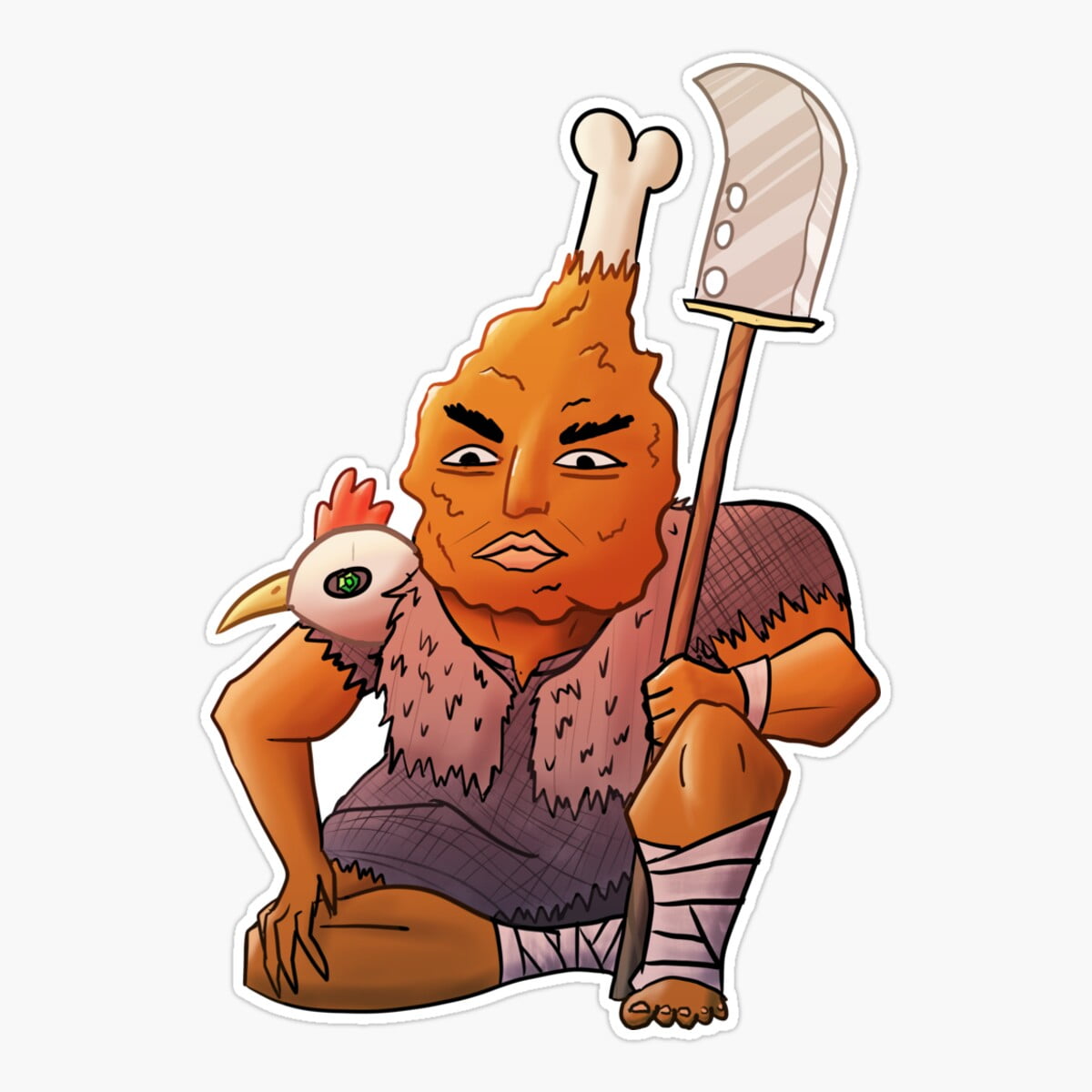 Maneki Ood Warrior Chicken Barbarian Sticker, Phone Decal Water Bottle ...