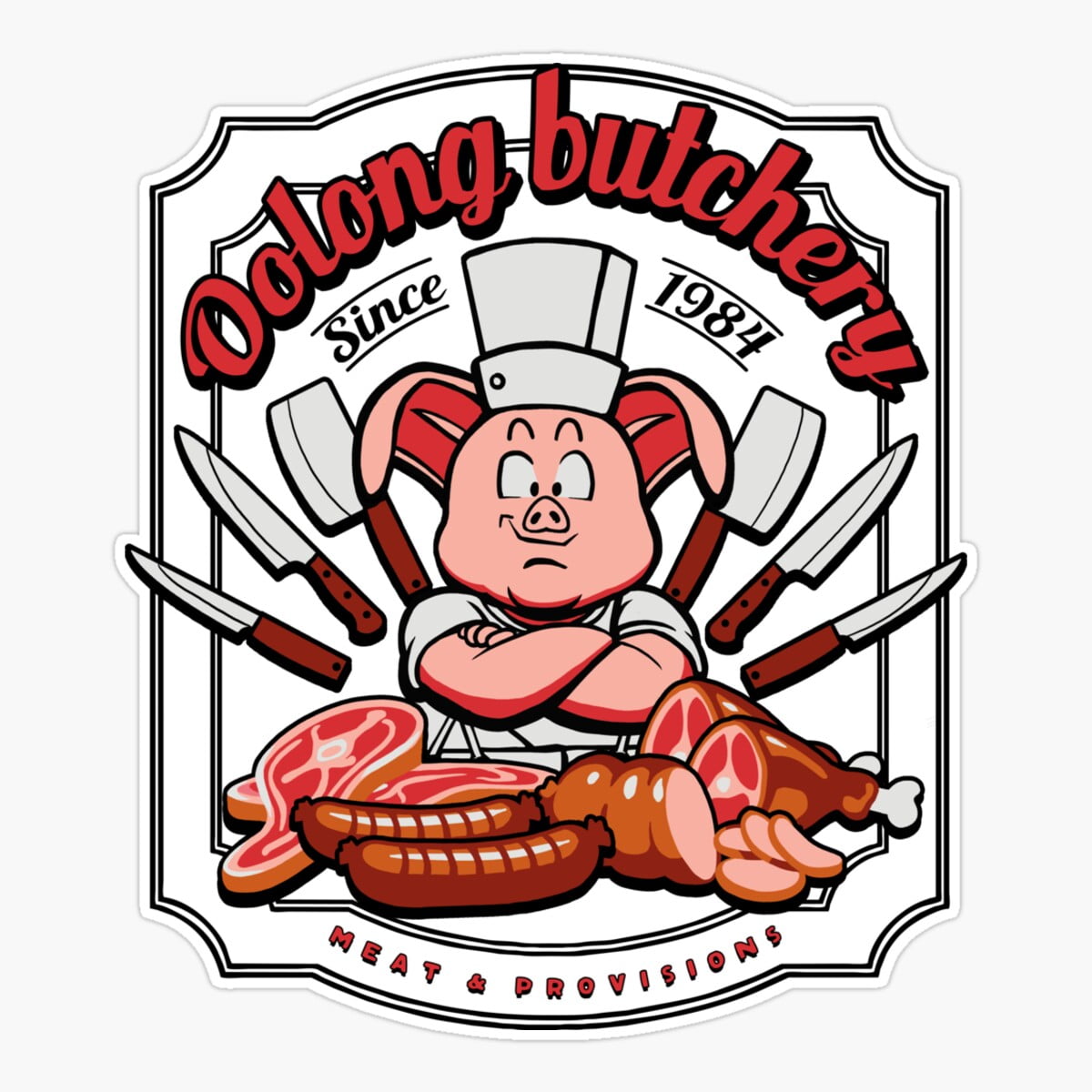 Maneki Oolong Butchery Sticker, Phone Decal Water Bottle Stickers Car ...