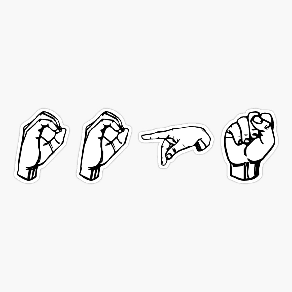 Maneki Oops Asl No Text Er, Phone Decal Water Bottle Stickers Car ...