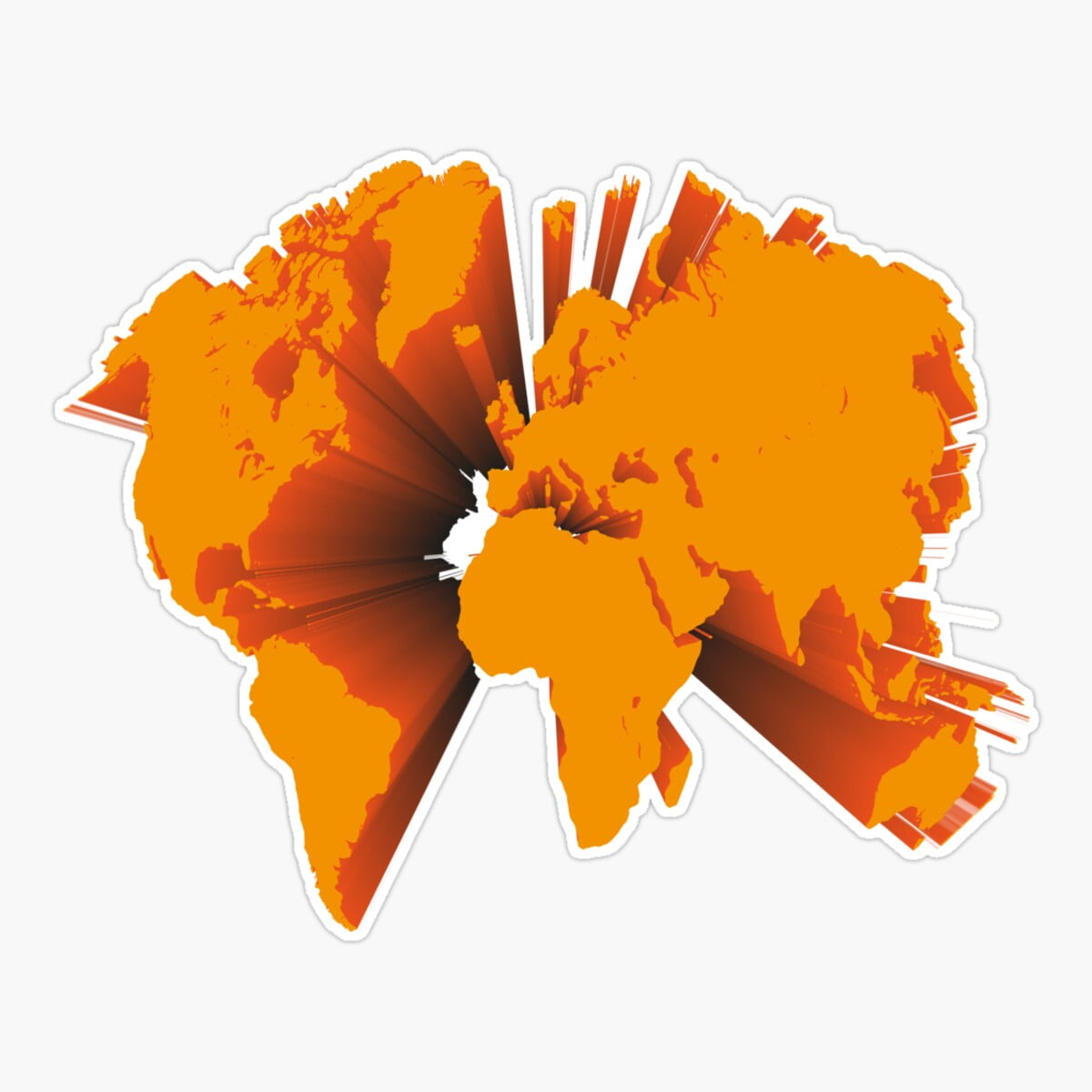 Maneki Orange 3D World Map Sticker, Phone Decal Water Bottle Stickers ...