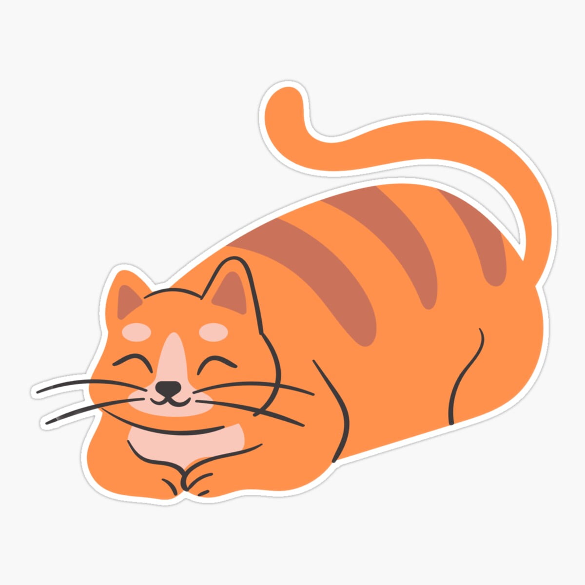 Maneki Orange Blob Cat - Tubby Ginger Tabby Sticker, Phone Decal Water ...