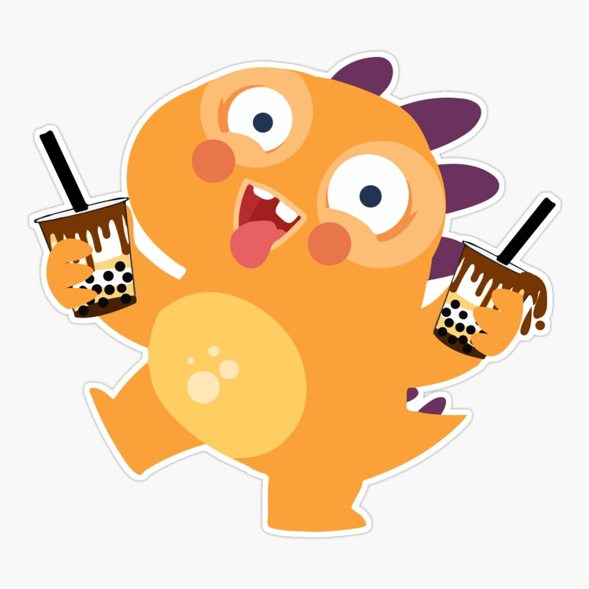 Maneki Orange Dino Boba Crazy Over Boba Milk Tea Er, Phone Decal Water ...