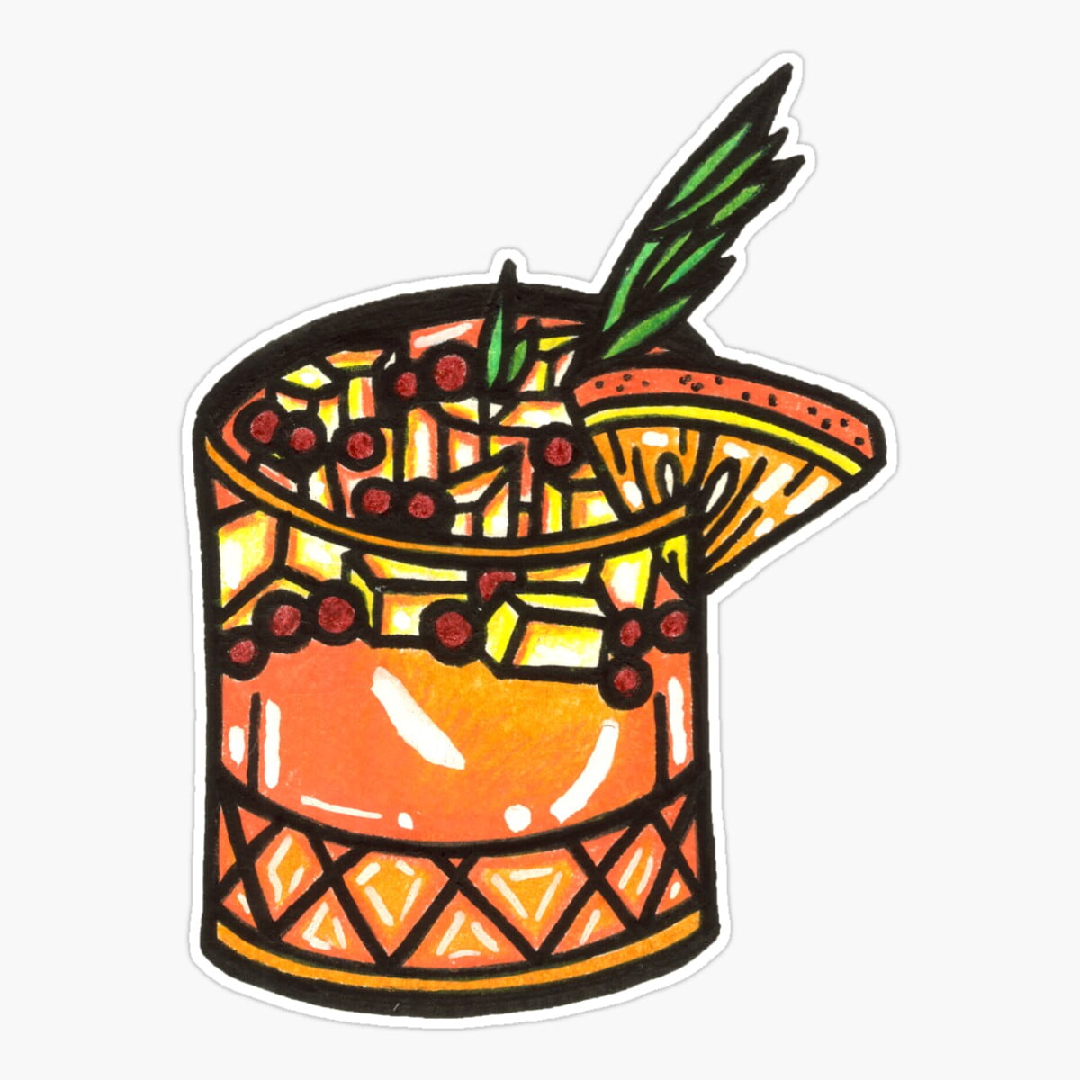 Maneki Orange Gin & Tonic Sticker, Phone Decal Water Bottle Stickers ...