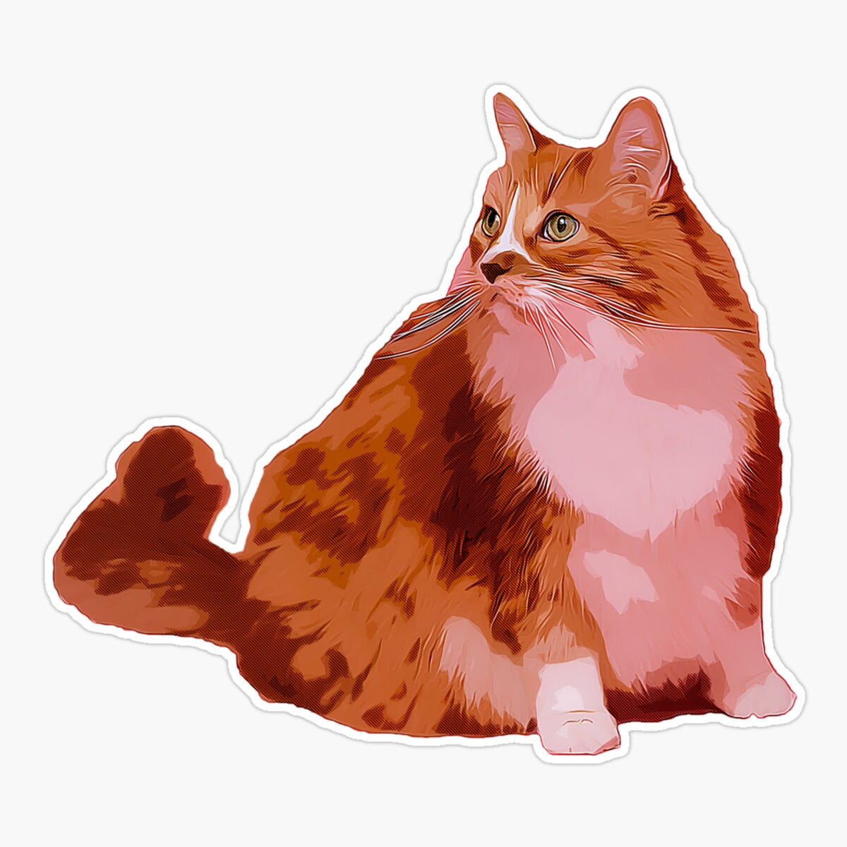 Maneki Orange Persian Cat Sticker, Phone Decal Water Bottle Stickers ...