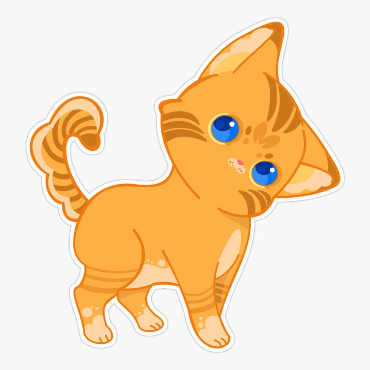 Maneki Orange Tabby Cat With Blue Eyes Sticker, Phone Decal Water ...