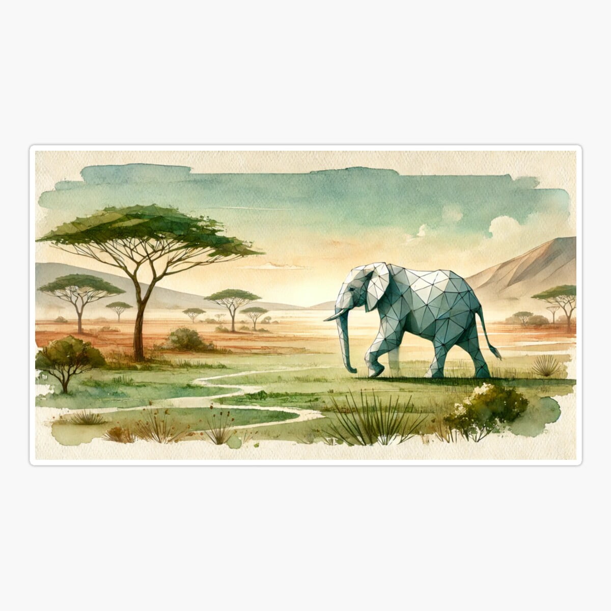 Maneki Origami Elephant In The Vastness Of The Savannah Er, Phone Decal ...