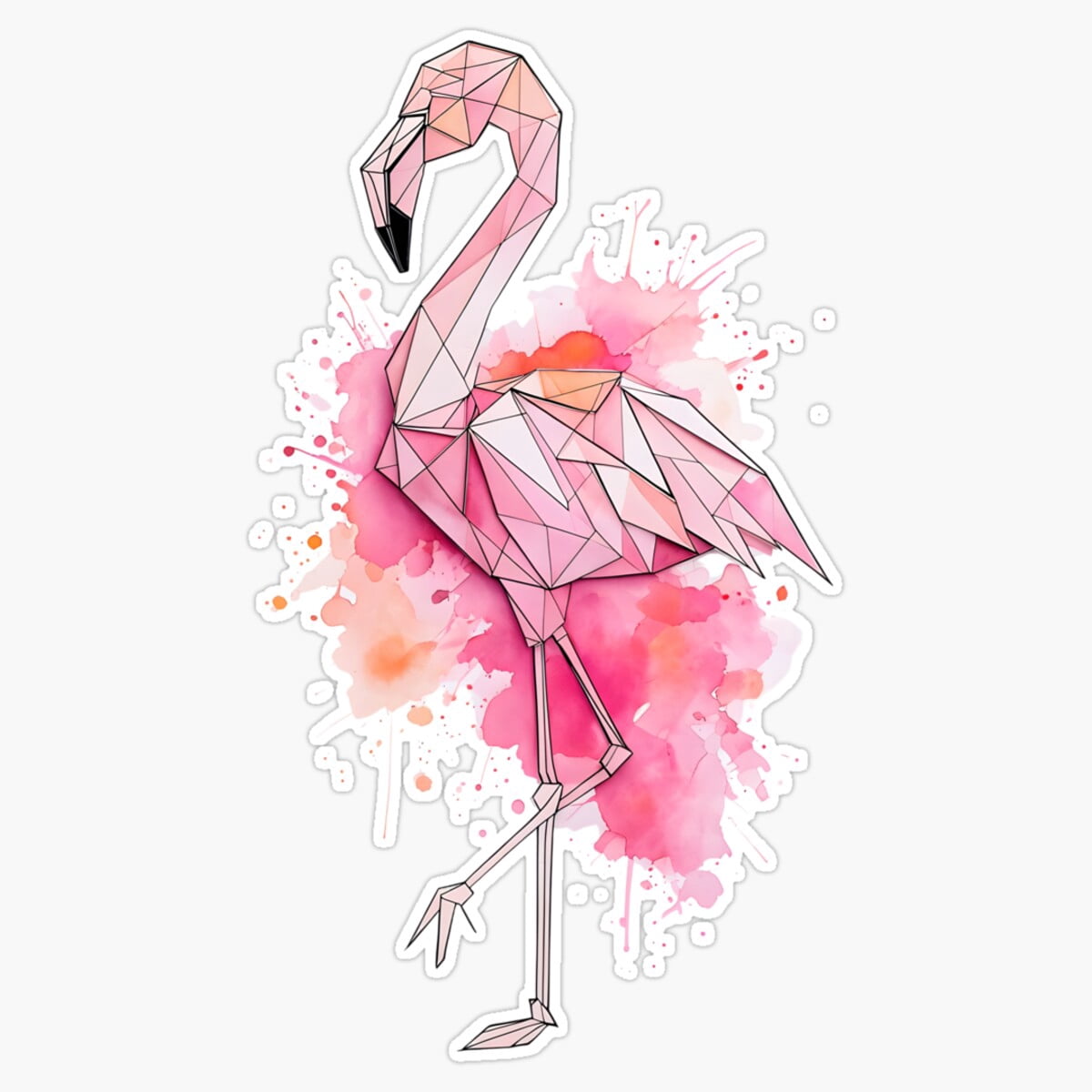 Maneki Origami Pink Flamingo Er, Phone Decal Water Bottle Stickers Car ...