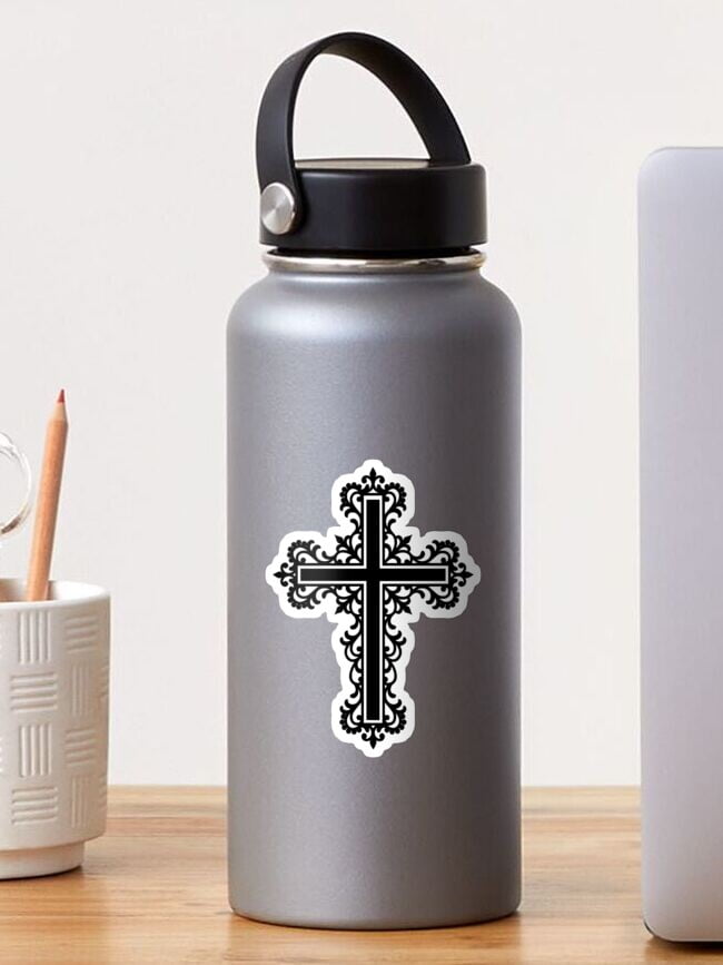 Maneki Ornamental Christian Cross Sticker, Phone Decal Water Bottle ...