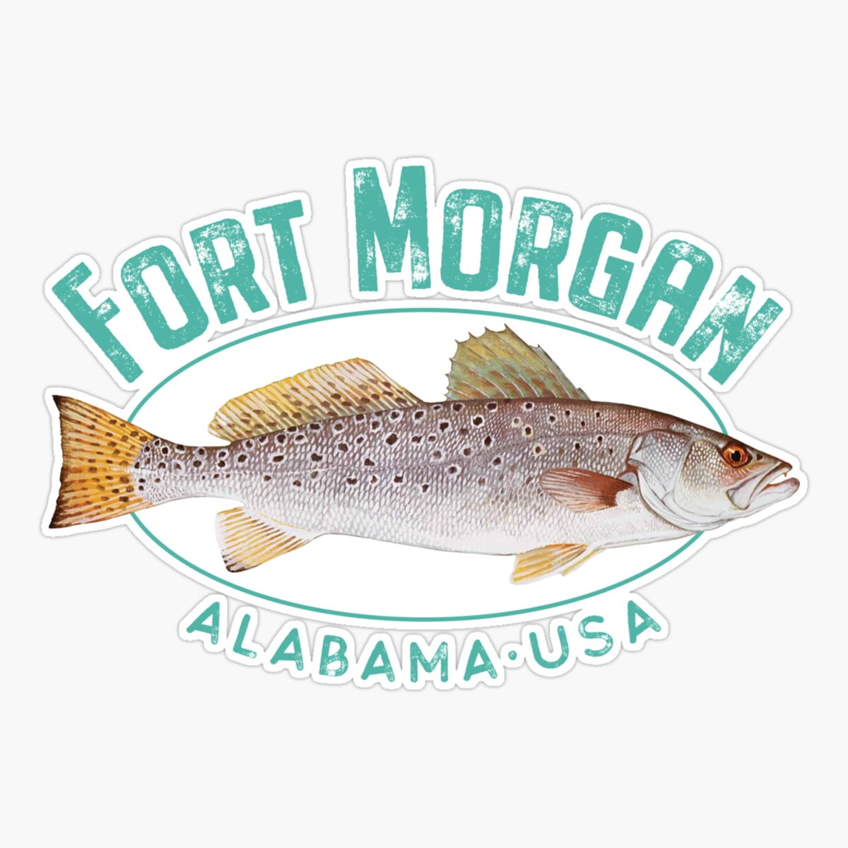 Maneki Ort Morgan Alabama Sea Trout Design Er, Phone Decal Water Bottle ...