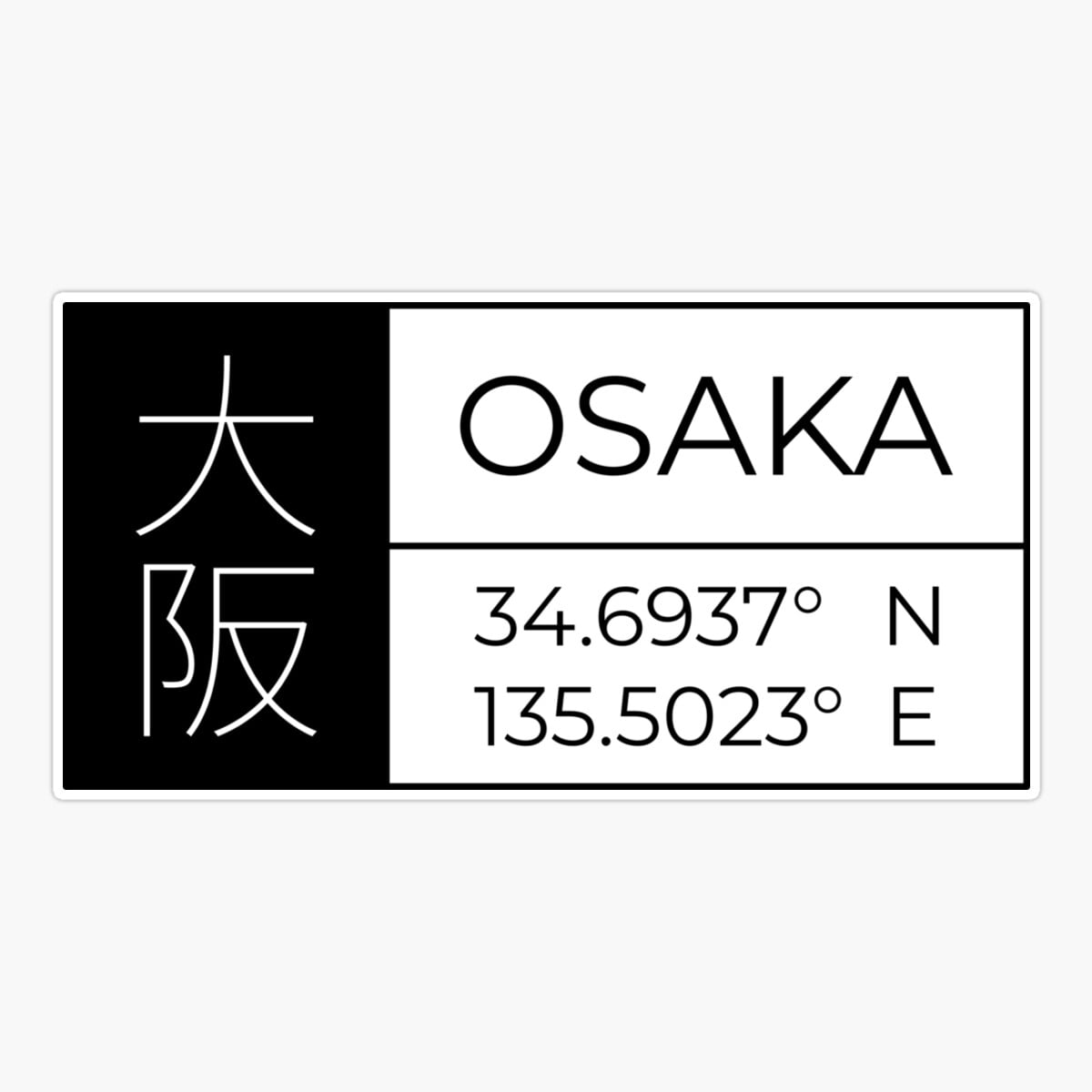 Maneki Osaka -Latitude And Longitude Sticker, Phone Decal Water Bottle ...