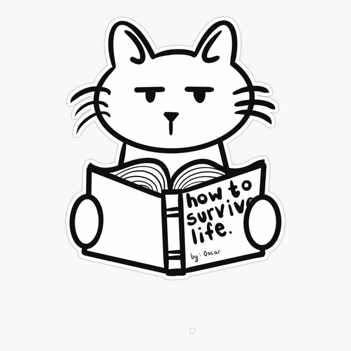 Maneki Oscar Reading Sticker, Phone Decal Water Bottle Stickers Car ...