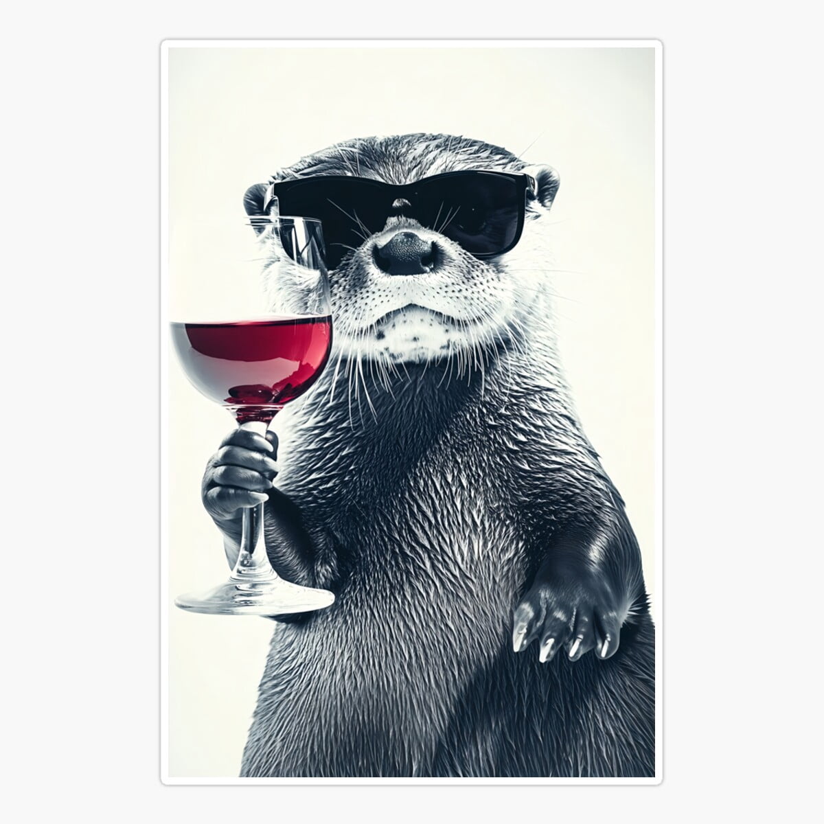 Maneki Otter Red Wine, Unny Alcohol Humor Sticker, Phone Decal Water ...