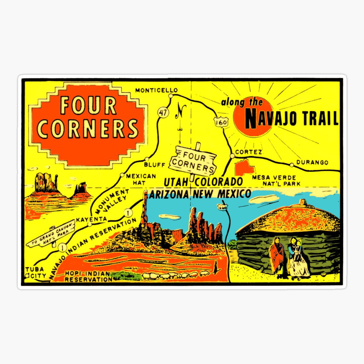 Maneki Our Corners Monument Vintage Travel Decal Sticker, Phone Decal ...