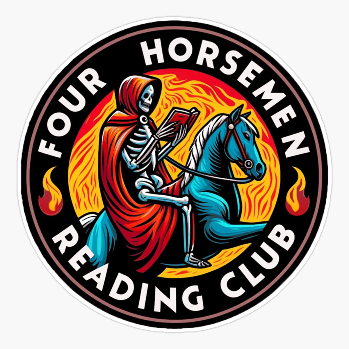 Maneki Our Horsemen Reading Club Logo Sticker, Phone Decal Water Bottle ...