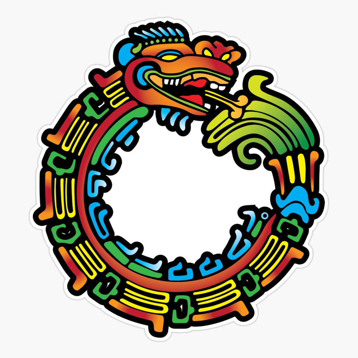Maneki Ouroboros Quetzalcoatl Eathered Serpent Sticker, Phone Decal ...