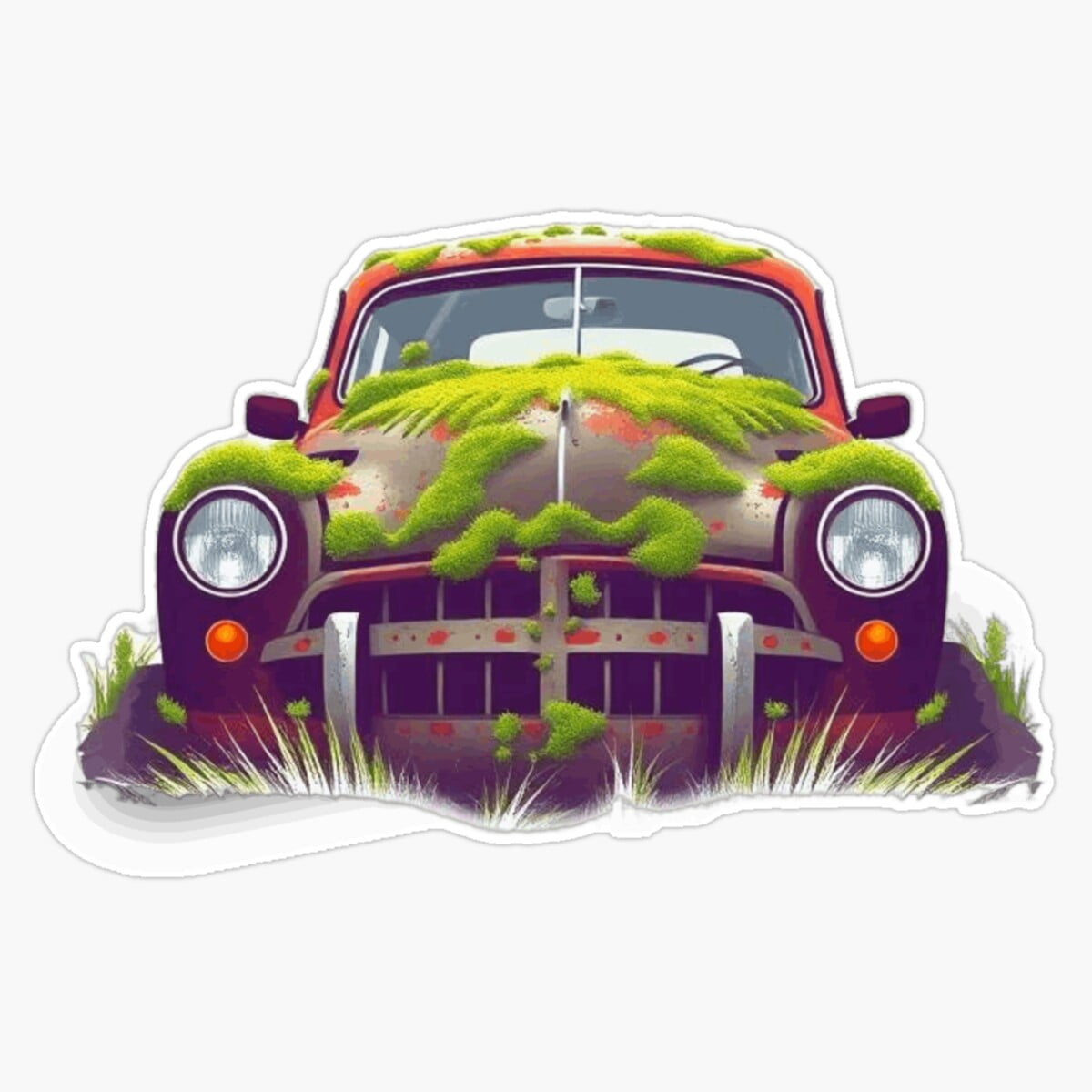 Maneki Overgrown Classic Car – Nature Vs Machine Er, Phone Decal Water ...