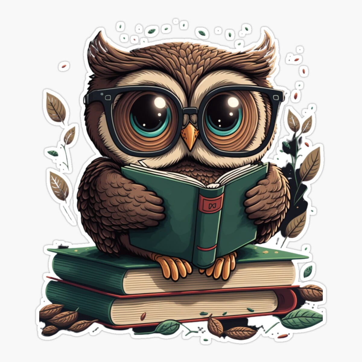 Maneki Owlways Reading - Spread The Love O Learning! Sticker, Phone ...