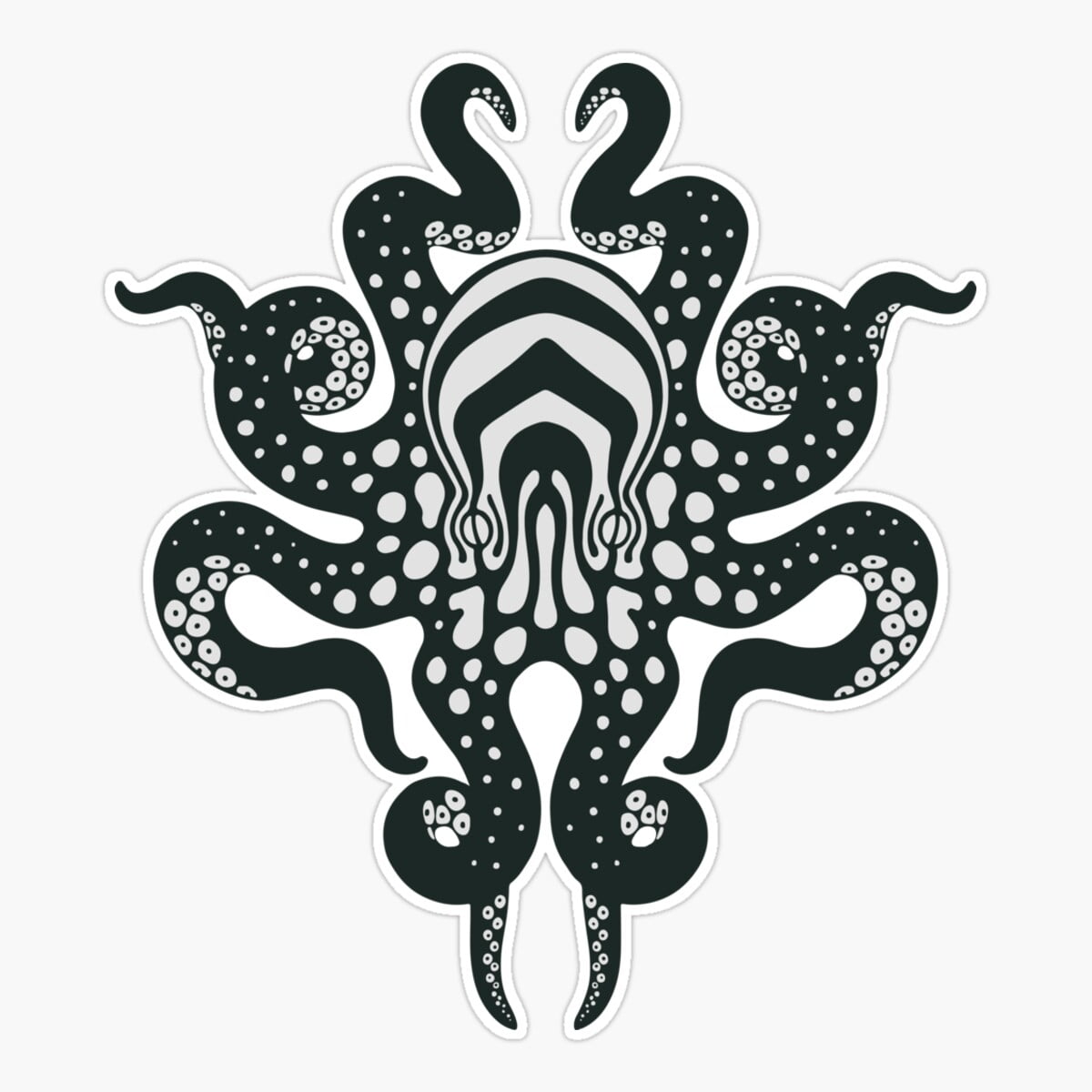 Maneki Pacific Striped Octo(Druid) Sticker, Phone Decal Water Bottle ...