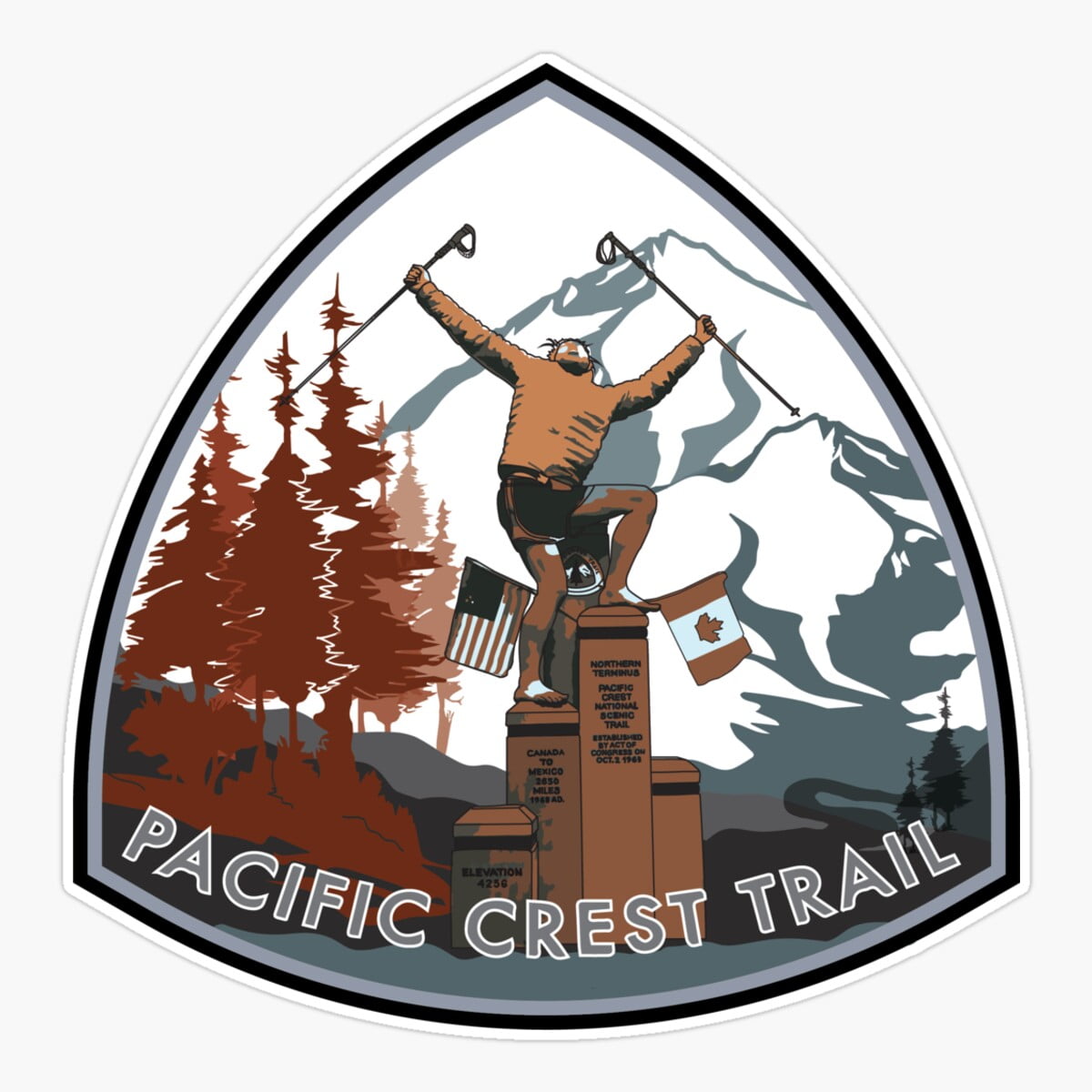 Maneki Paciic Crest Trail Monument (Canadian Border) Sticker, Phone ...