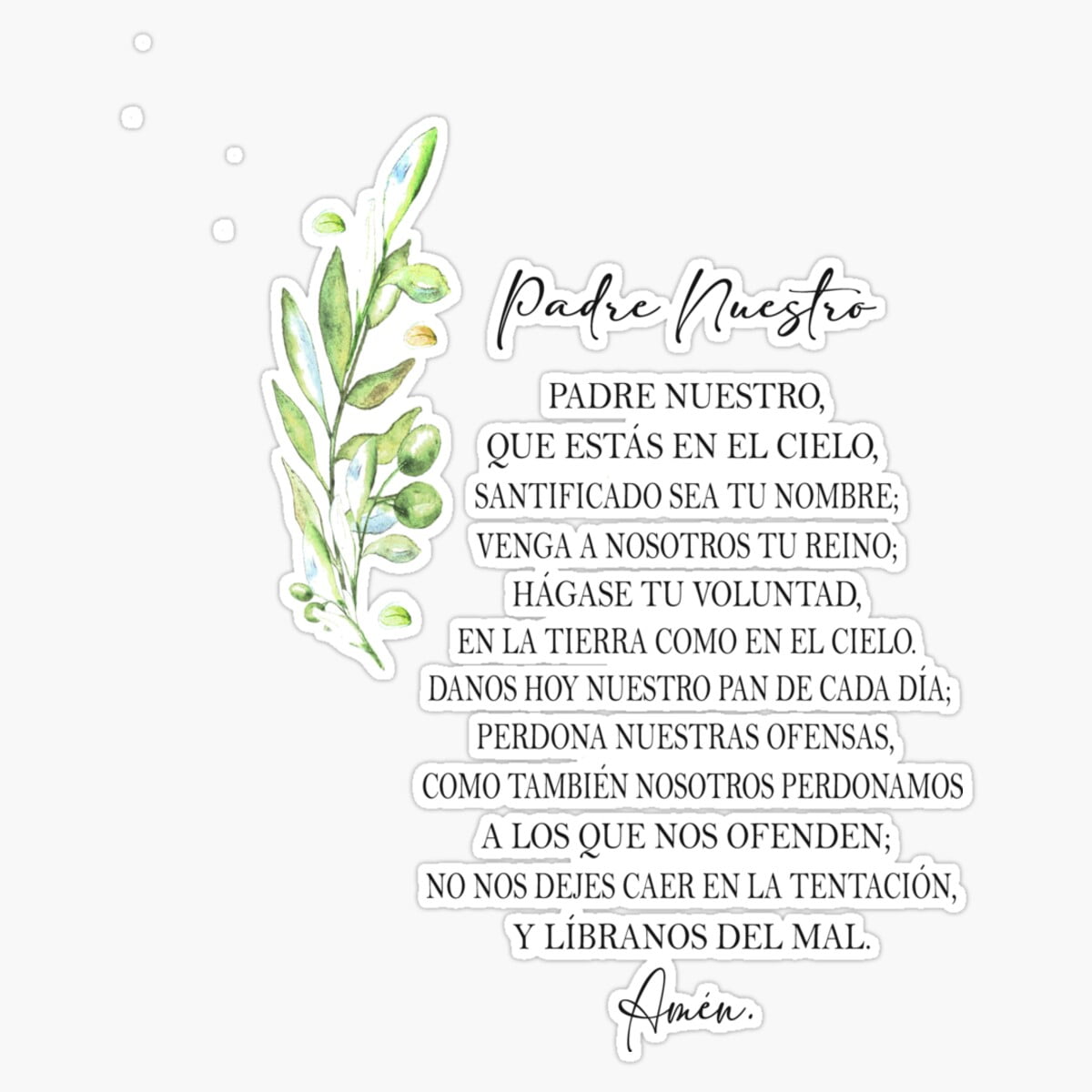 Maneki Padre Nuestro, Spanish Prayer Er, Phone Decal Water Bottle ...