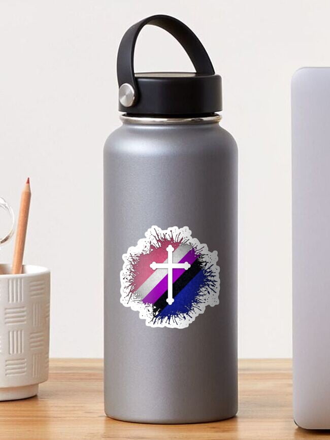 Maneki Paint Splatter Gender Fluid Pride Flag Cross Symbol Sticker ...