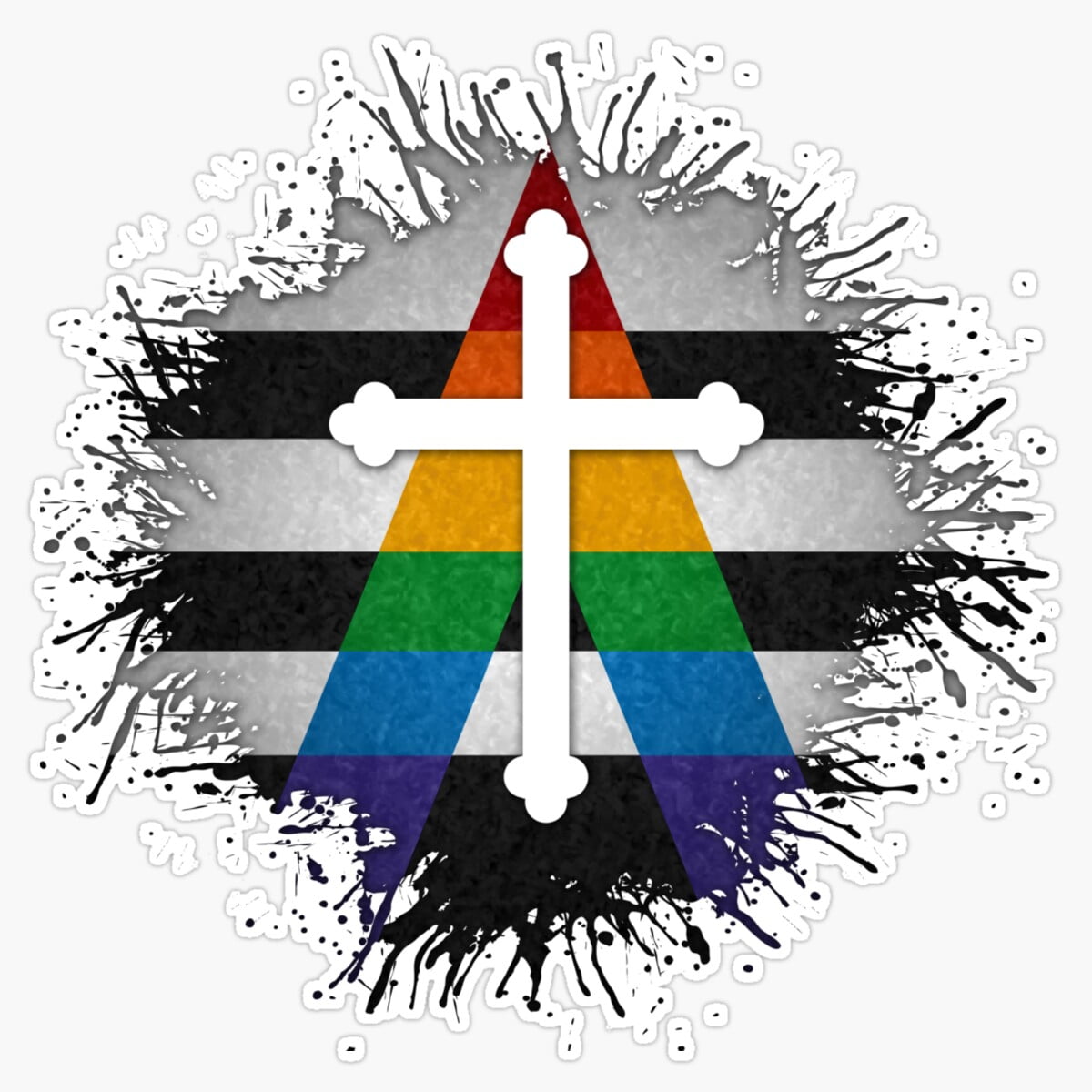 Maneki Paint Splatter Lgbt Ally Pride Christian Cross Symbol Er, Phone ...