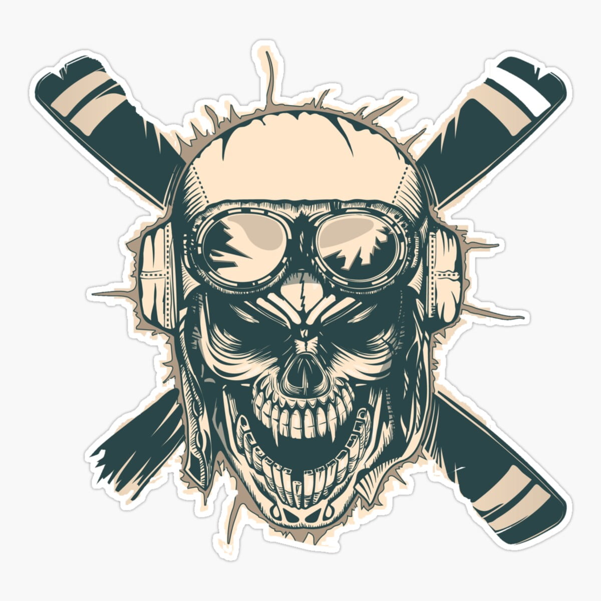 Maneki Paramotor Pilot T-Shirt Skull In Helmet Sungles Propeller Er ...