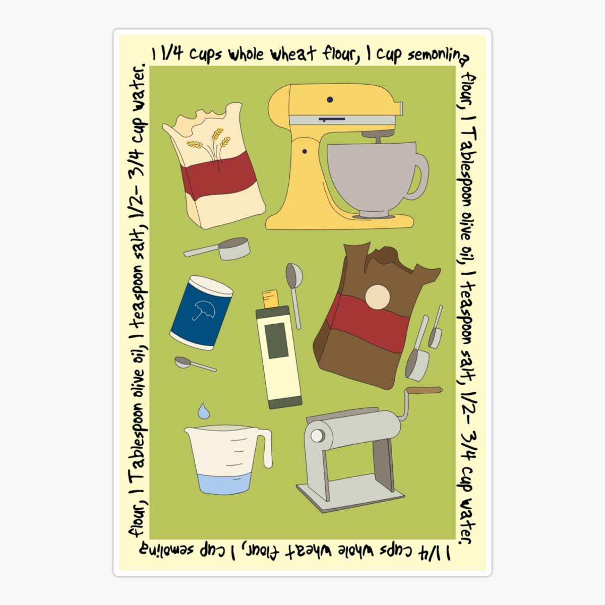 Maneki Pasta Recipe Sticker, Phone Decal Water Bottle Stickers Car ...