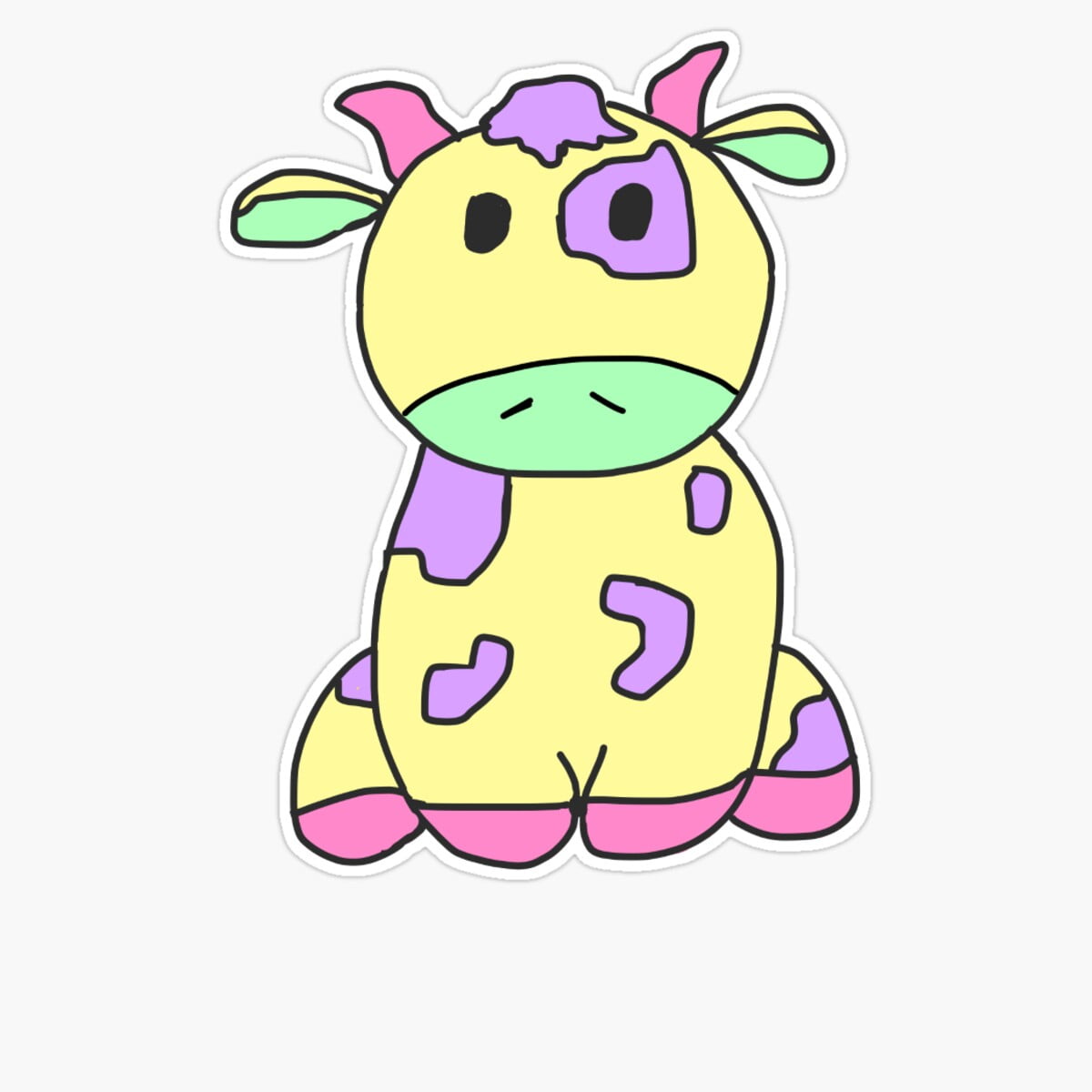 Maneki Pastel Cow Er, Phone Decal Water Bottle Stickers Car Decals ...