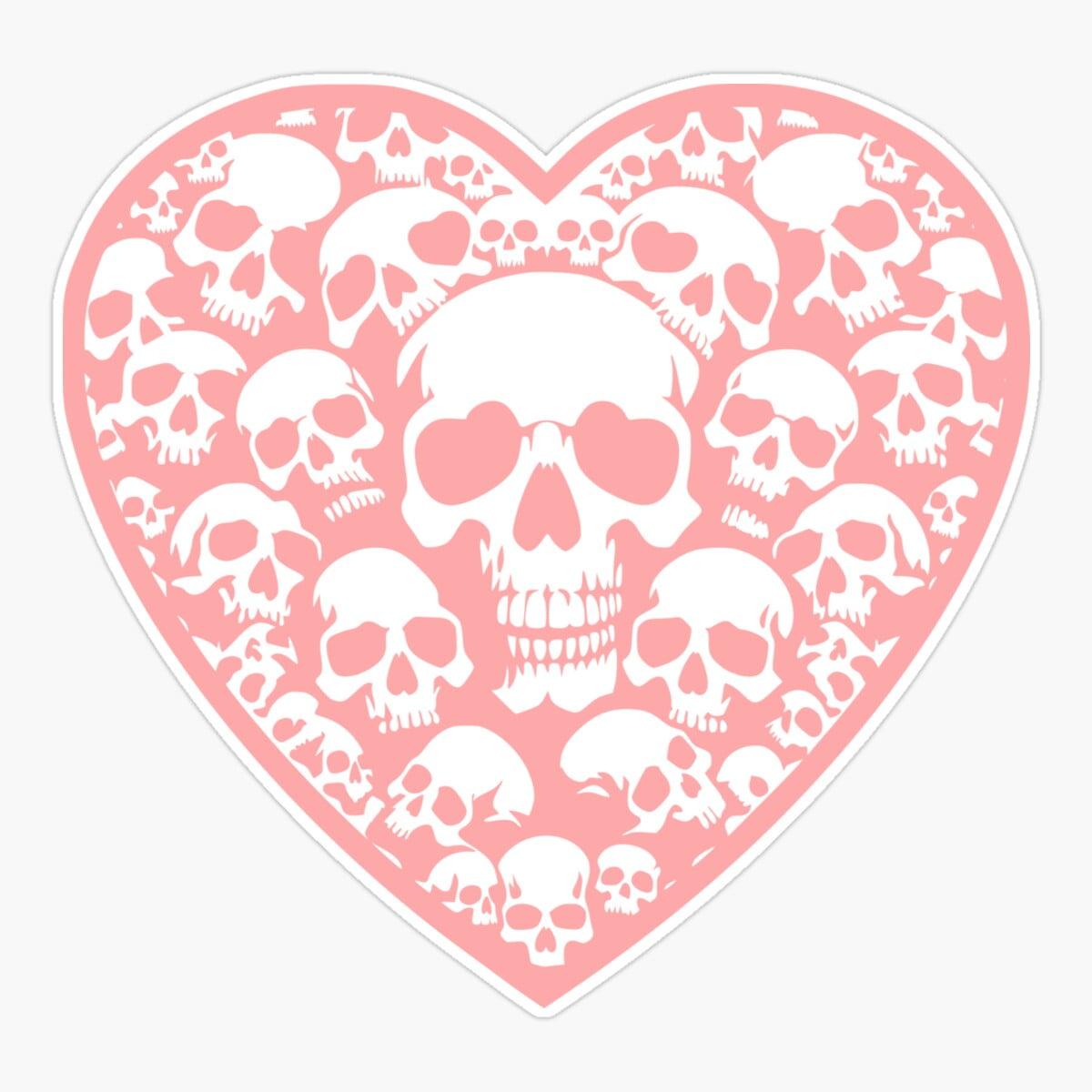 Maneki Pastel Goth Valentines Pink Heart Skull Er, Phone Decal Water ...
