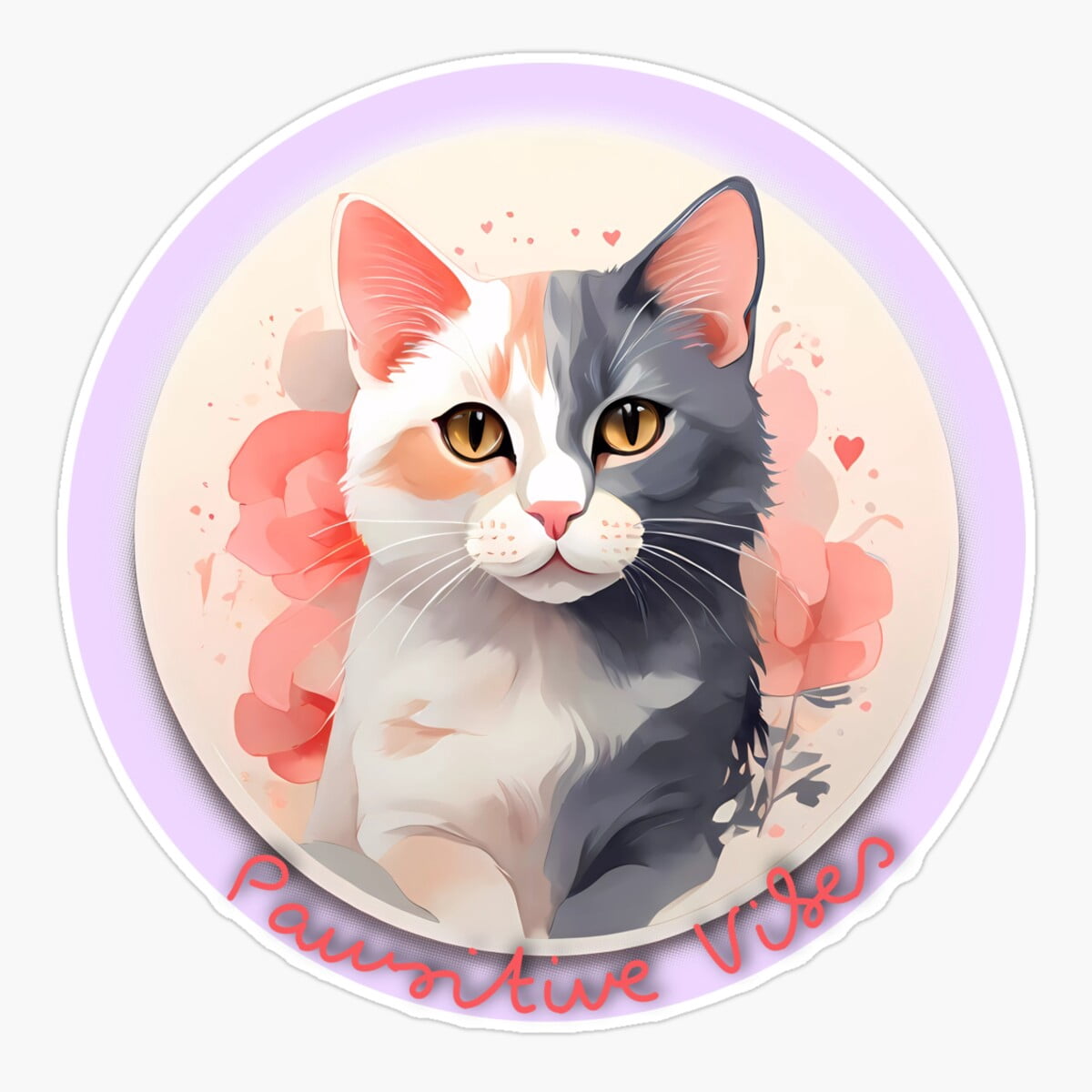 Maneki Pastel Rainbow: Aectionate Tricolor Cat Sticker, Phone Decal ...