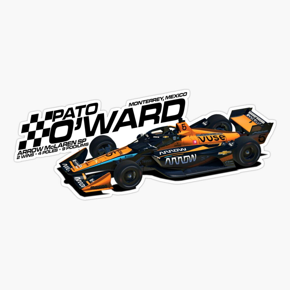 Maneki Pato O'Ward 2022 (Black Sticker, Phone Decal Water Bottle ...