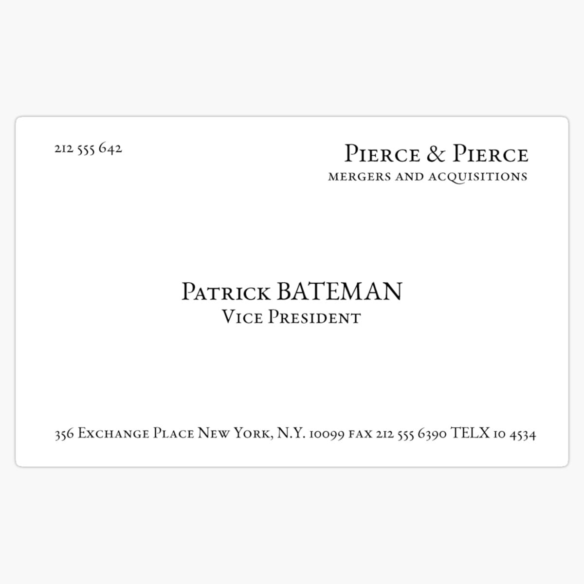 Maneki Patrick Bateman Business Card - American Psycho Er, Phone Decal ...