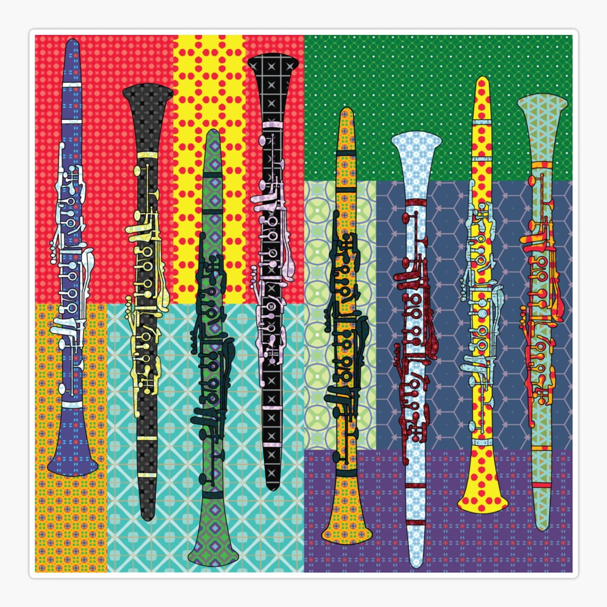 Maneki Patterned Clarinets Er, Phone Decal Water Bottle Stickers Car ...