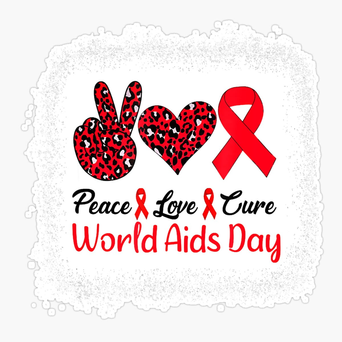 Maneki Peace Love Cure World Aids Day Hiv Aids Awareness Red Leopard Er ...