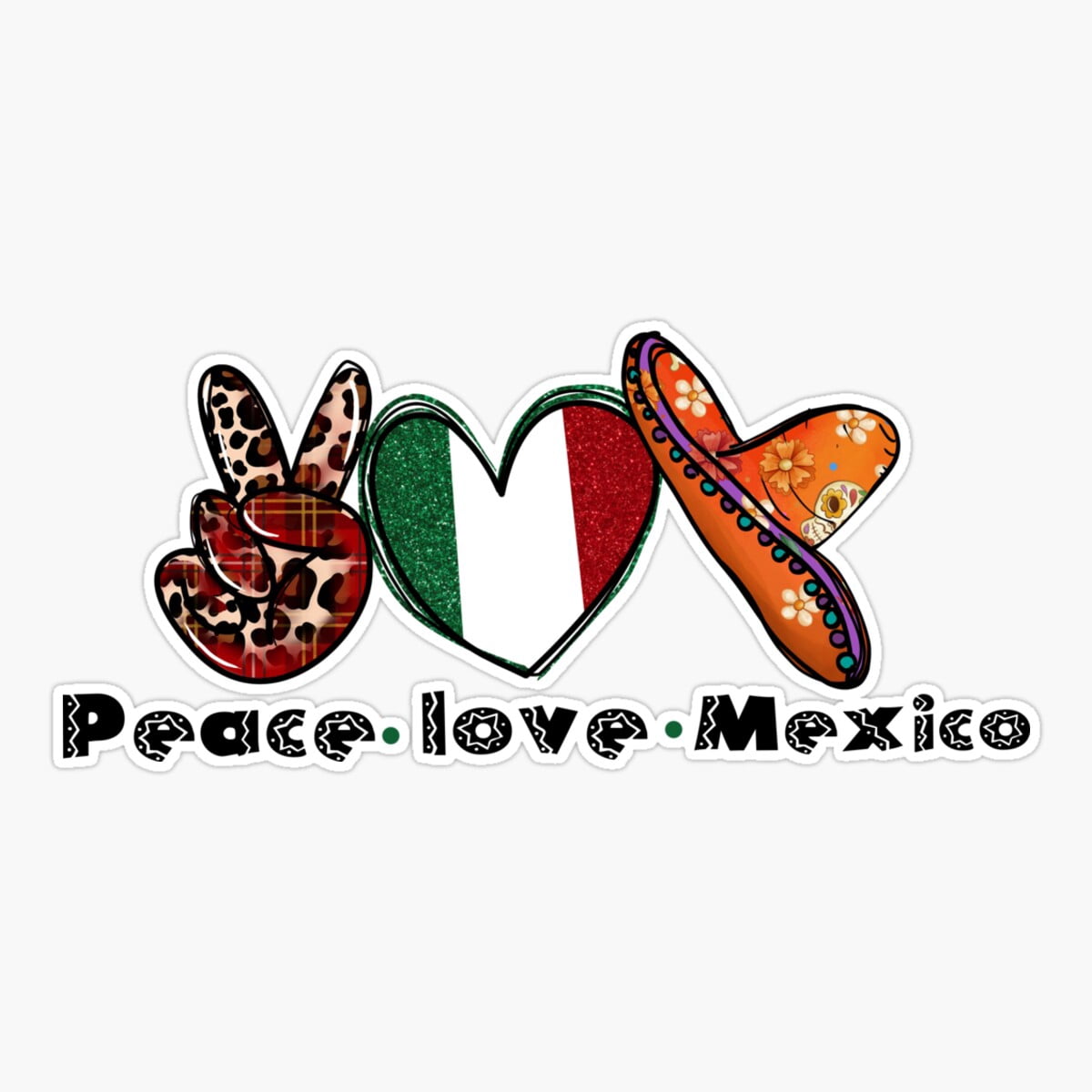 Maneki Peace Love Mexico Sticker, Phone Decal Water Bottle Stickers Car ...