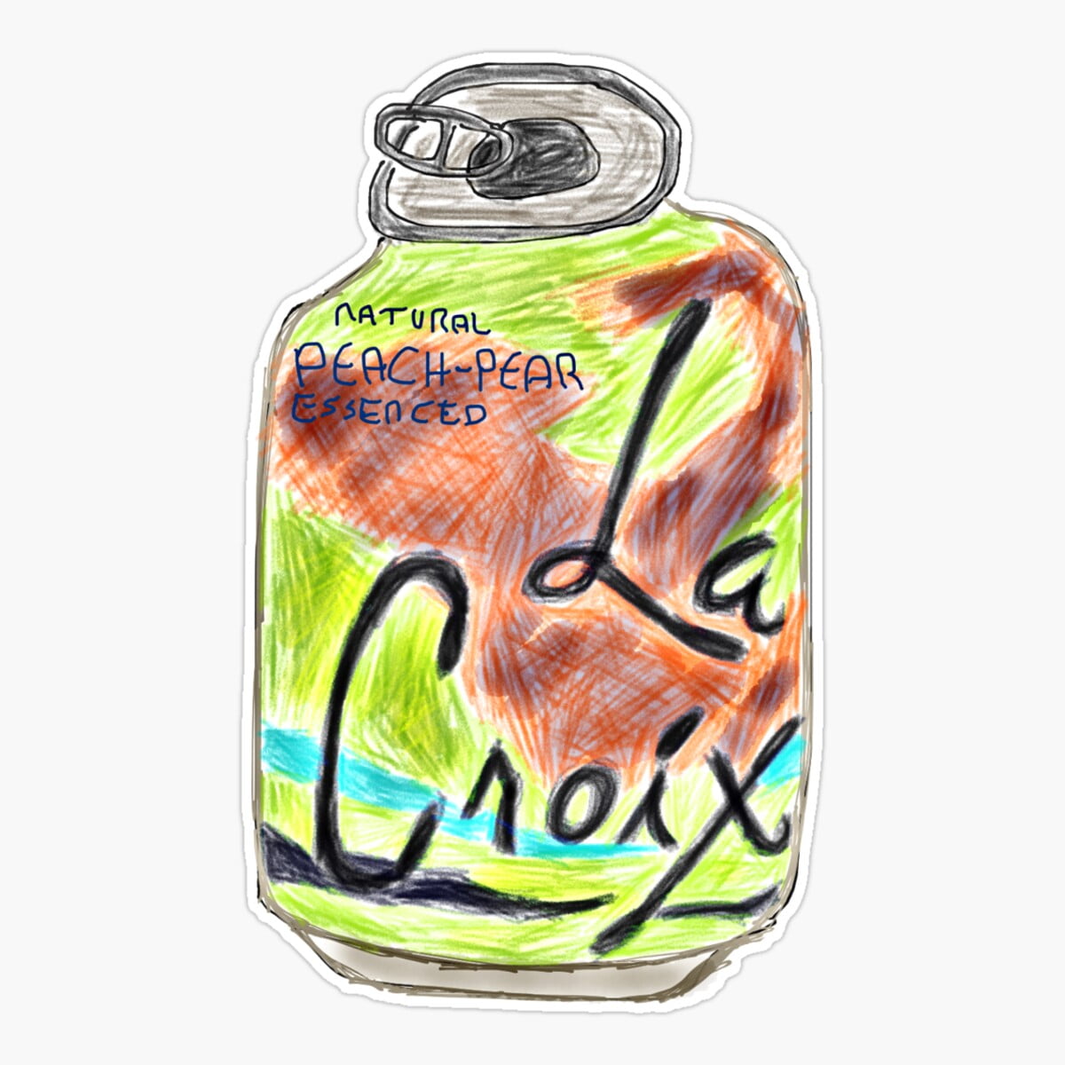 Maneki Peach Pear La Croix Drawing Er, Phone Decal Water Bottle ...