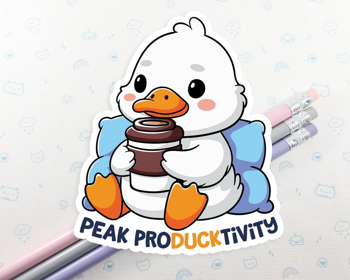 Maneki Peak Productivity Duck Er, Vinyl Ers, Laptop Decal, Duck Pun ...