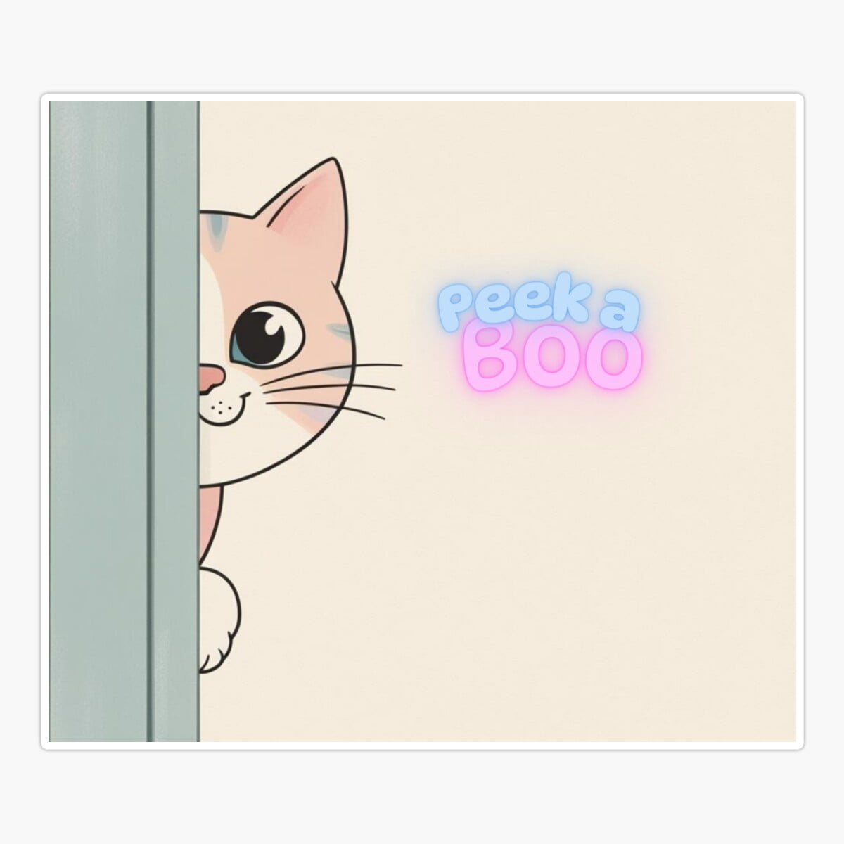 Maneki Peek-A-Boo Cat Sticker, Phone Decal Water Bottle Stickers Car ...