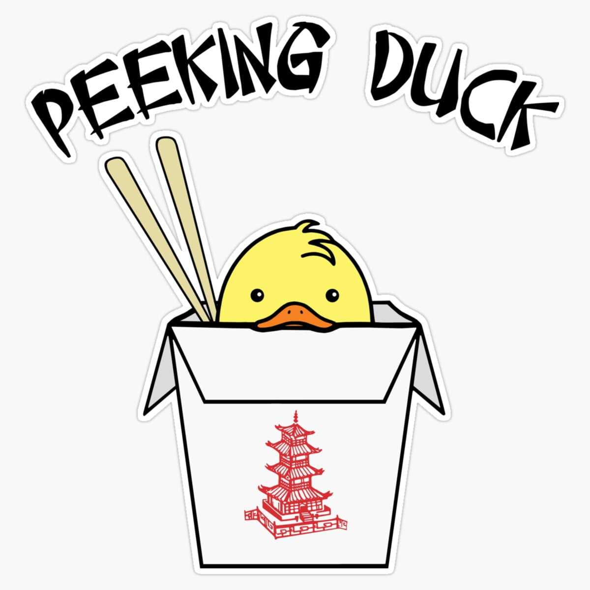 Maneki Peeking Duck Cute Chinese Food Duck Er, Phone Decal Water Bottle ...