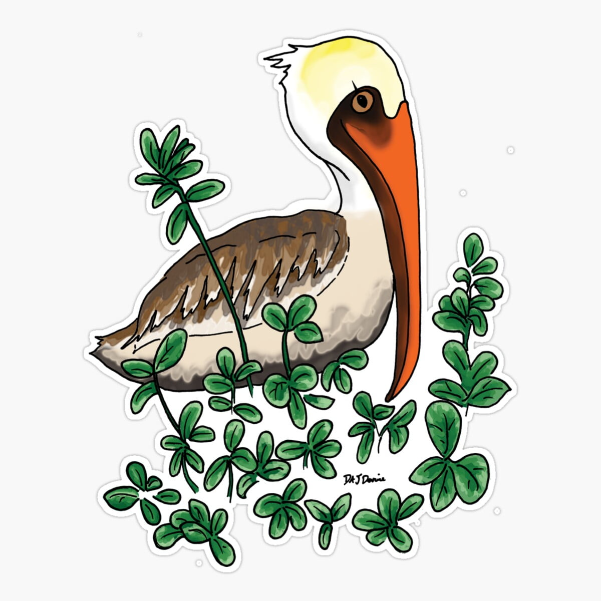 Maneki Pelican In The Mangroves Sticker, Phone Decal Water Bottle ...