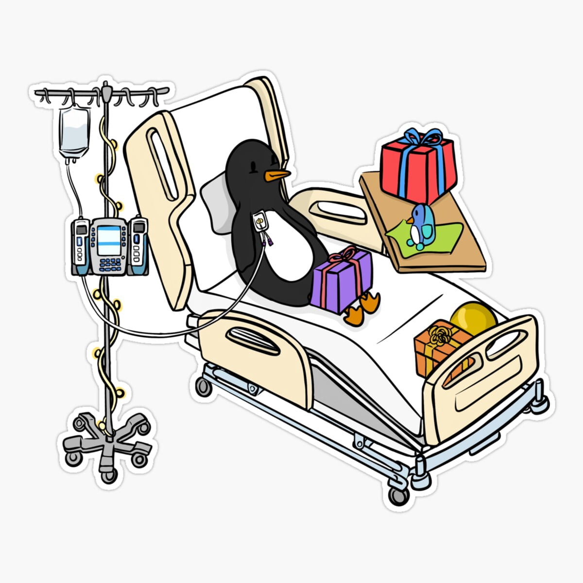 Maneki Penguin In Hospital With Port Opening Presents Er, Phone Decal ...