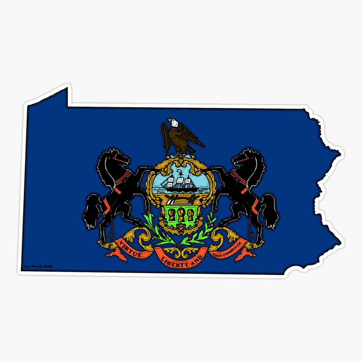 Maneki Pennsylvania Map With Pennsylvania State Lag Sticker, Phone ...