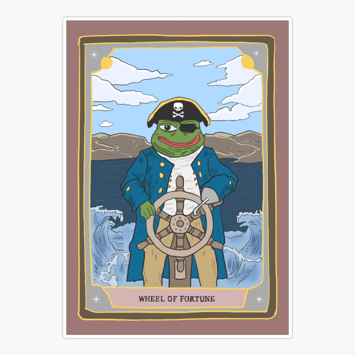 Maneki Pepe The Wheel O Ortune Tarot Card Art Er, Phone Decal Water ...