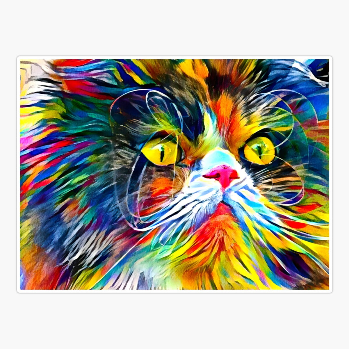 Maneki Persian Cat With Long Whiskers Close-Up - Colorul Zebra Pattern ...